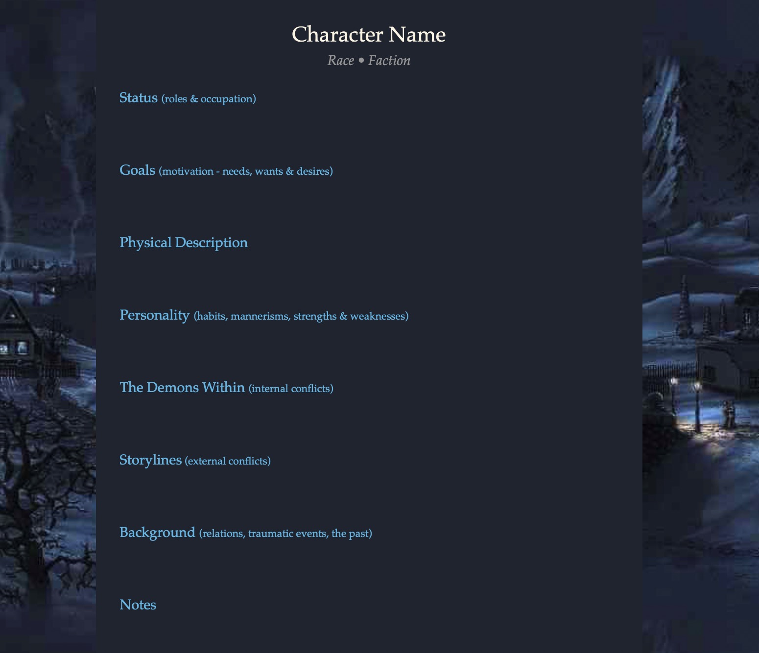 Character Sheets: Q & A – THE WRITING ASYLUM